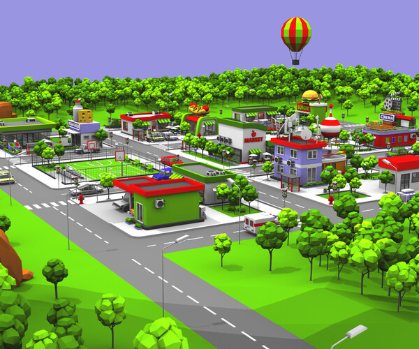 ArtStation - Cartoon Low Poly City | Resources