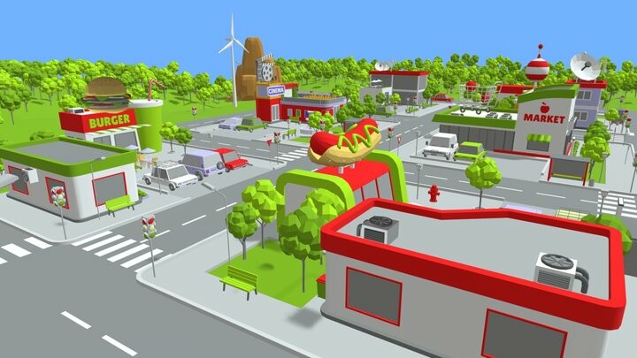 ArtStation - Cartoon Low Poly City | Resources