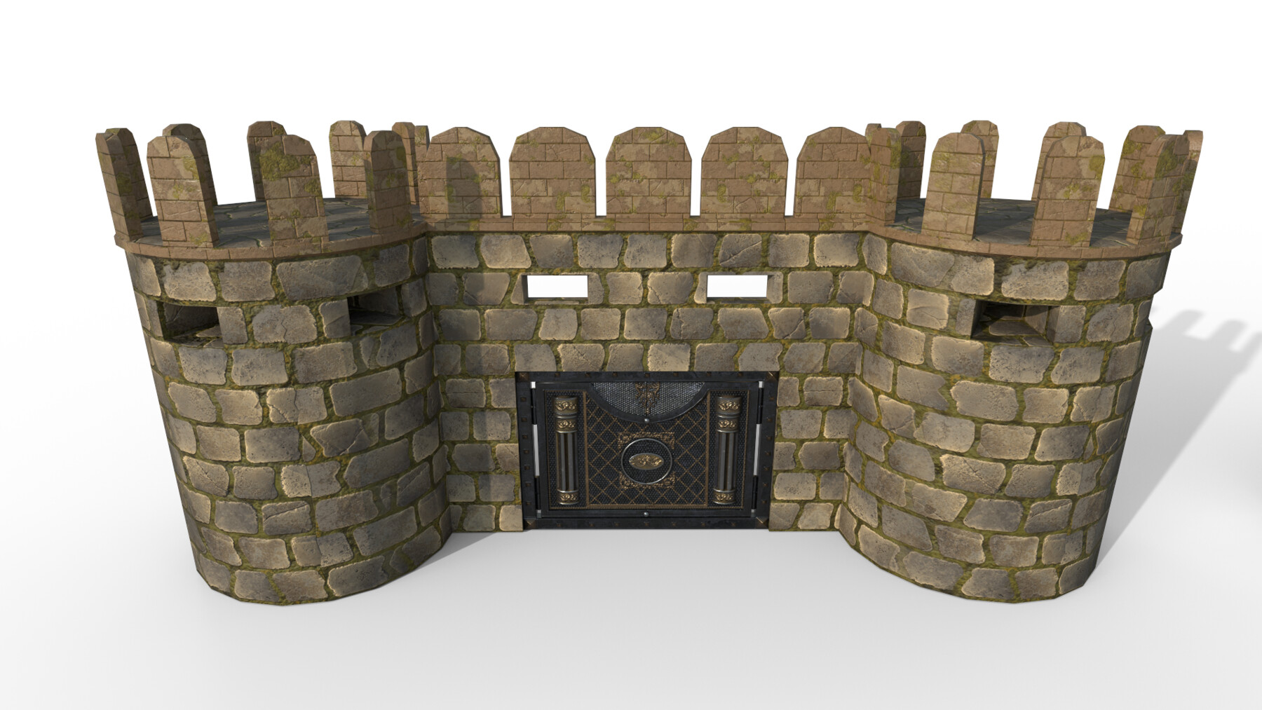 ArtStation - Ancient fortress gate wall tower PBR low-poly 3D model ...
