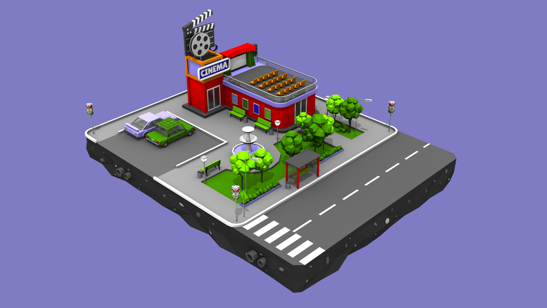 ArtStation - Cinema Block from Cartoon Low Poly City | Resources