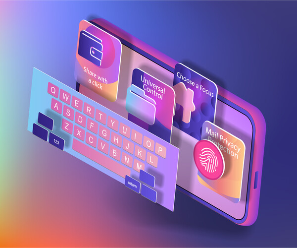 ArtStation - Mobile phone in isometry and web interface elements | Artworks