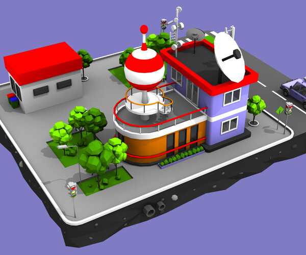 ArtStation - Science Center Block from Cartoon Low Poly City | Resources