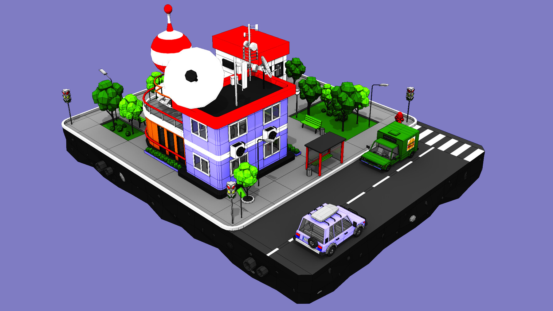 ArtStation - Science Center Block from Cartoon Low Poly City | Resources