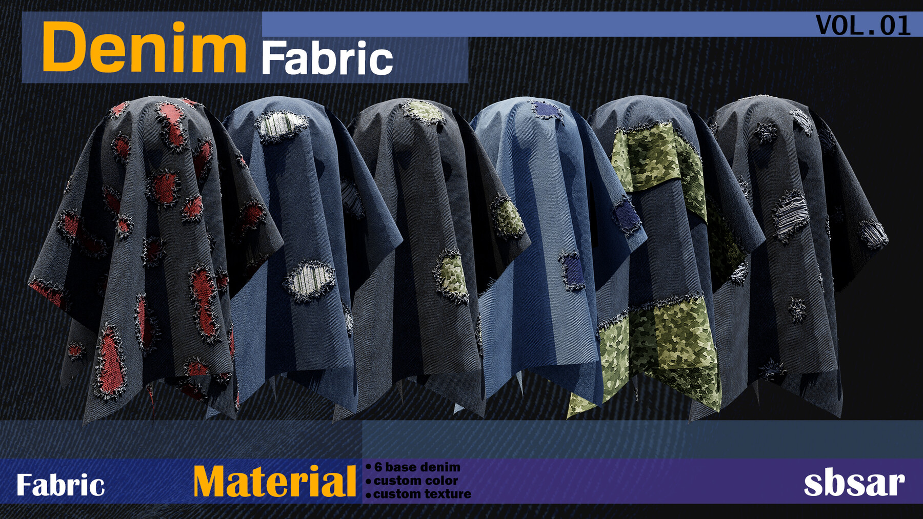ArtStation - Denim Fabric Material-SBSAR-custom color- custom fabric ...