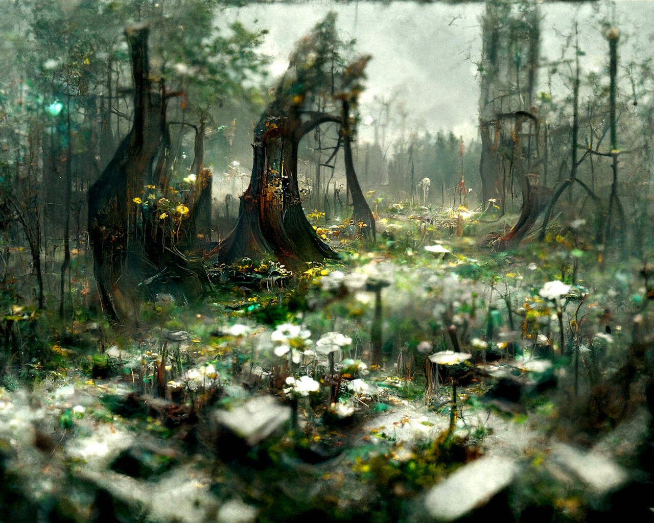 ArtStation - A flourishing glade surrounded by a decaying forest | Artworks