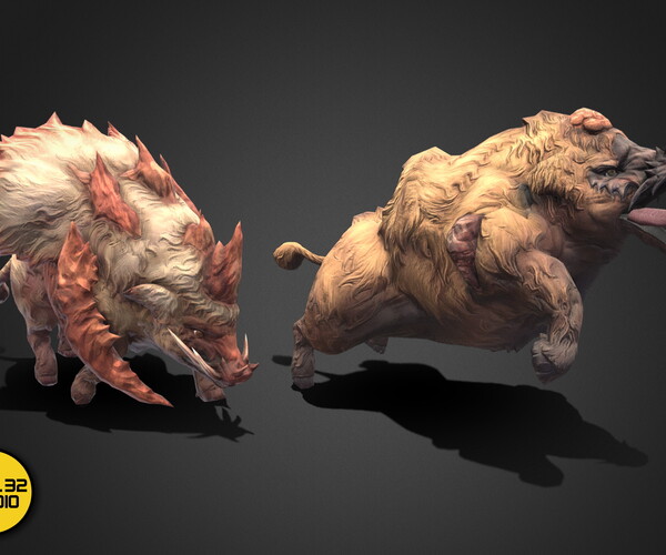 ArtStation - Fantasy Creature - Battle Boar | Game Assets