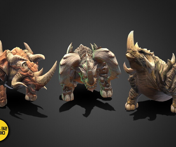 ArtStation - Fantasy Creature - Combat Rhino | Game Assets