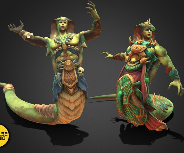 ArtStation - Fantasy Creature - Combat SnakeMan | Game Assets