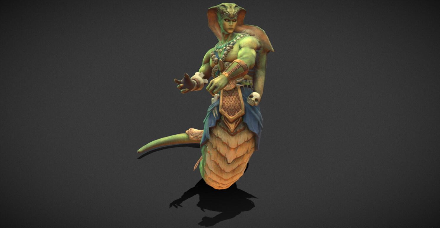 ArtStation - Fantasy Creature - Combat SnakeMan | Game Assets