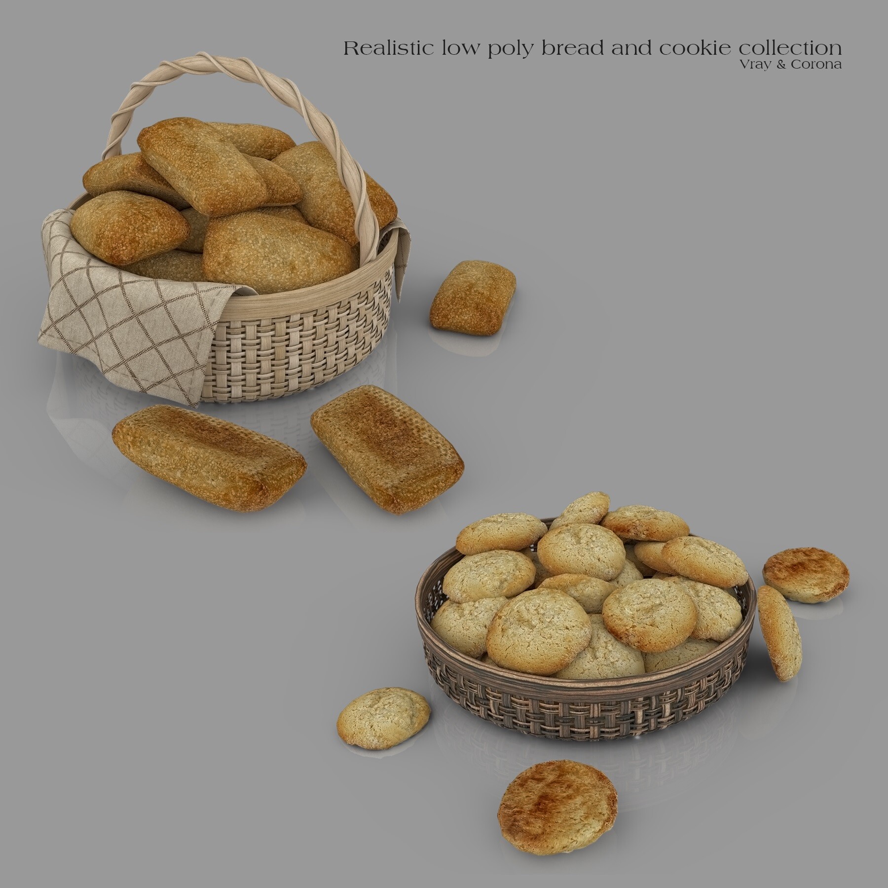ArtStation - Realistic Low Poly Bread And Cookie Collection | Resources