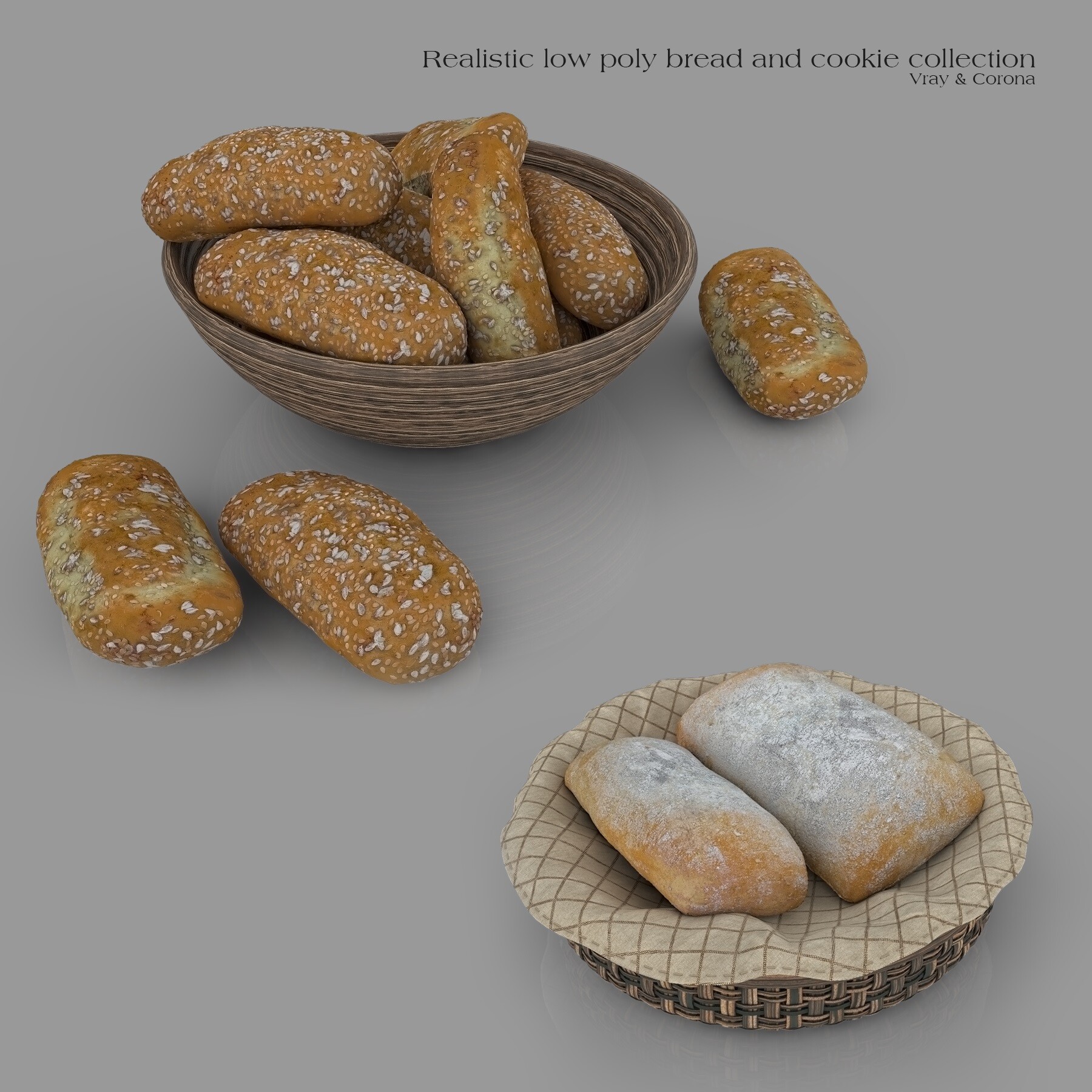 ArtStation - Realistic Low Poly Bread And Cookie Collection | Resources