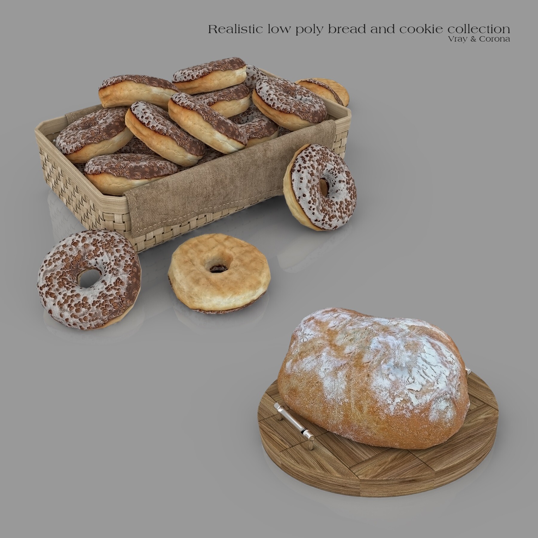 ArtStation - Realistic Low Poly Bread And Cookie Collection | Resources