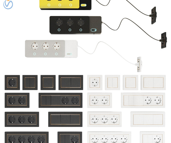 ArtStation - jung, usb, electrician, socket, switch, indicator, surge ...