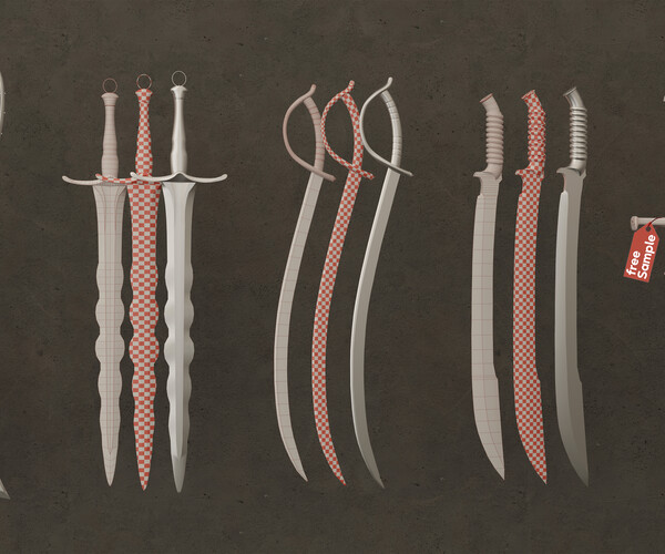 ArtStation - 25 Sword Base Mesh - Vol 01 ( Game Ready ) | Game Assets