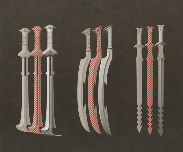 ArtStation - 25 Sword Base Mesh - Vol 01 ( Game Ready ) | Game Assets