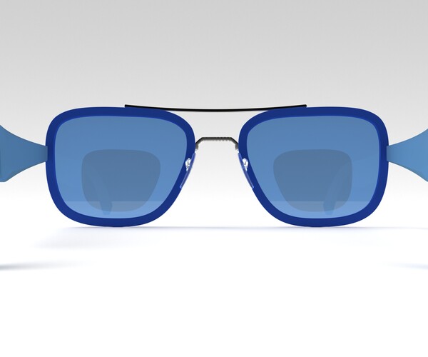 ArtStation - Smart Glasses Square Blue Frame 3D model, Sunglasses 3D ...