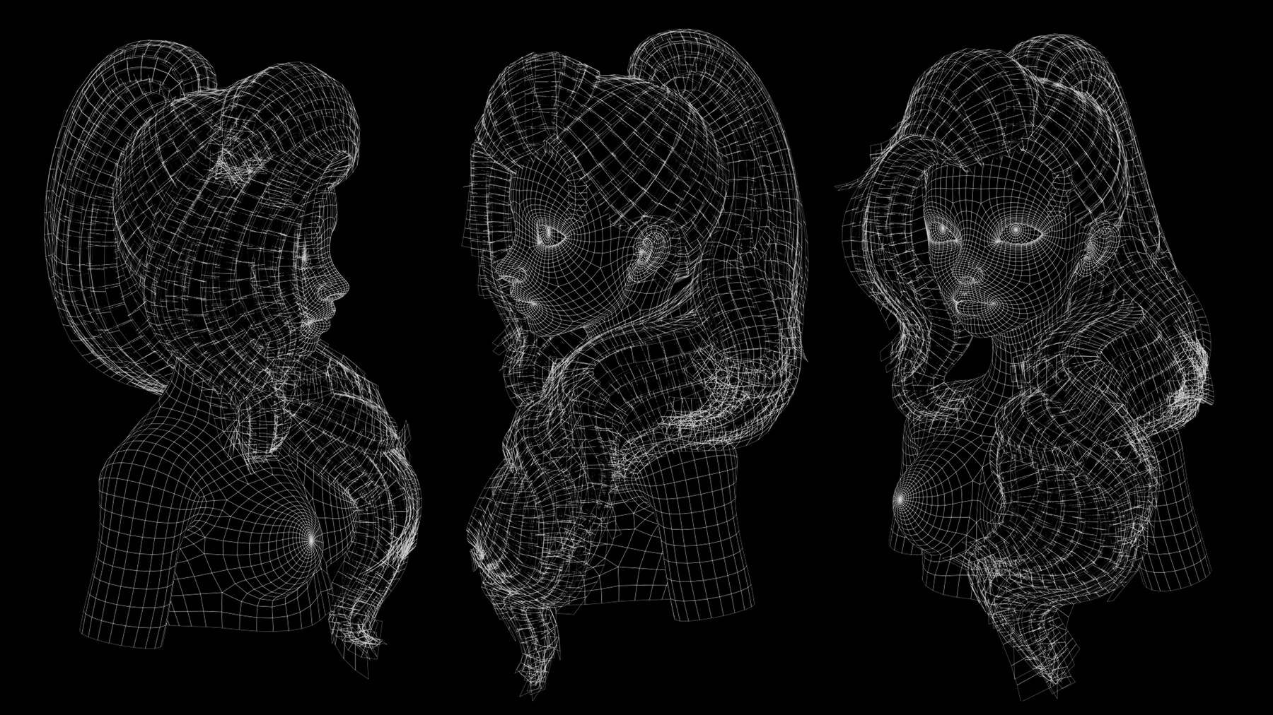 ArtStation - Low poly cards Game-ready long tail hairstyle | Game Assets