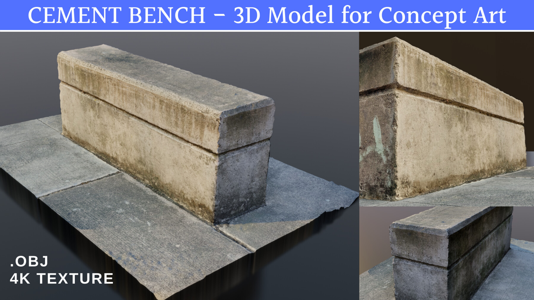 ArtStation - Cement Bench - 3D Asset for Concept Art | Resources