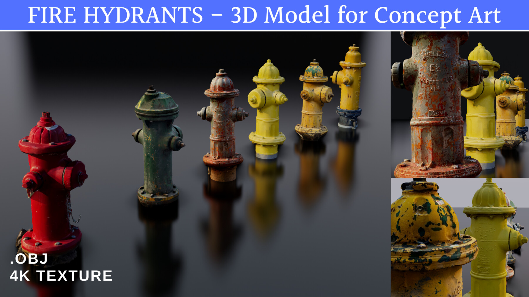 ArtStation - Fire Hydrants - 3D Assets for Concept Art | Resources
