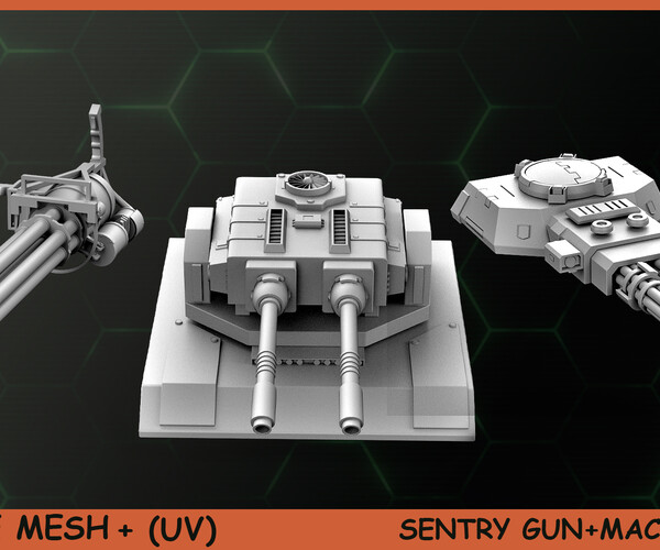ArtStation - BaseMesh Vol 1_ SentryGuns (+ UV) | Resources