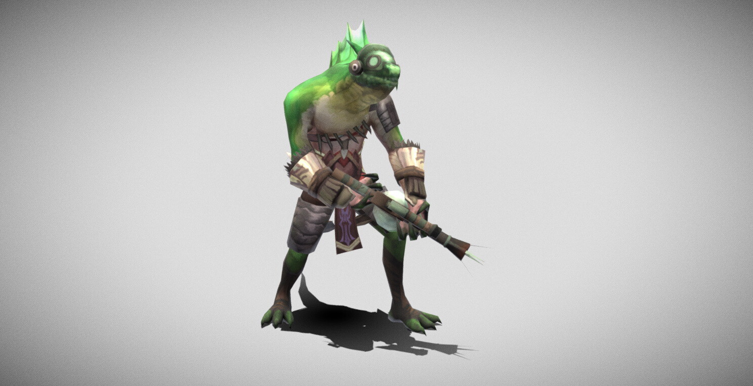 ArtStation - Dungeon Fantasy Monster - Aqua lizard Musketeer | Game Assets