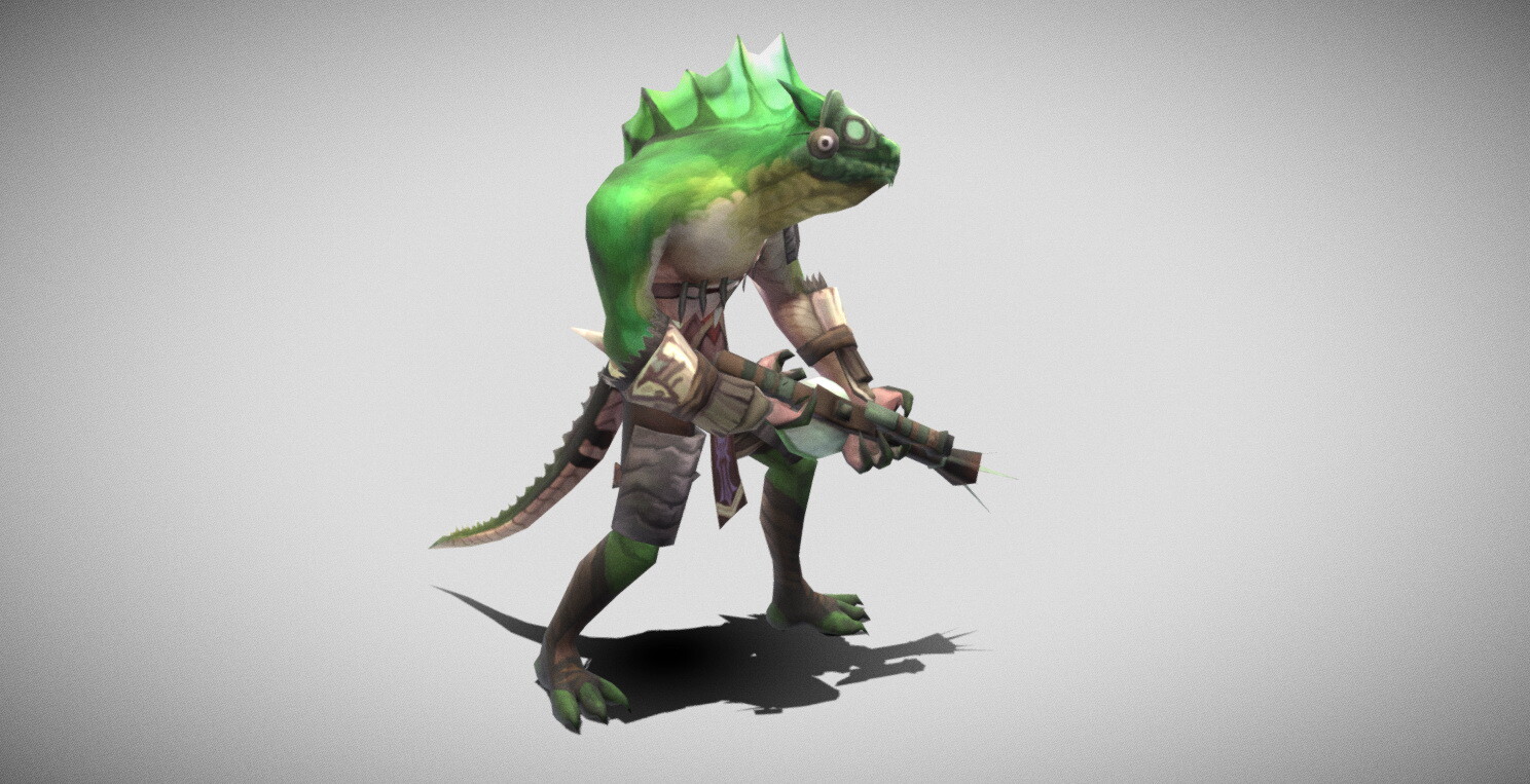 ArtStation - Dungeon Fantasy Monster - Aqua lizard Musketeer | Game Assets