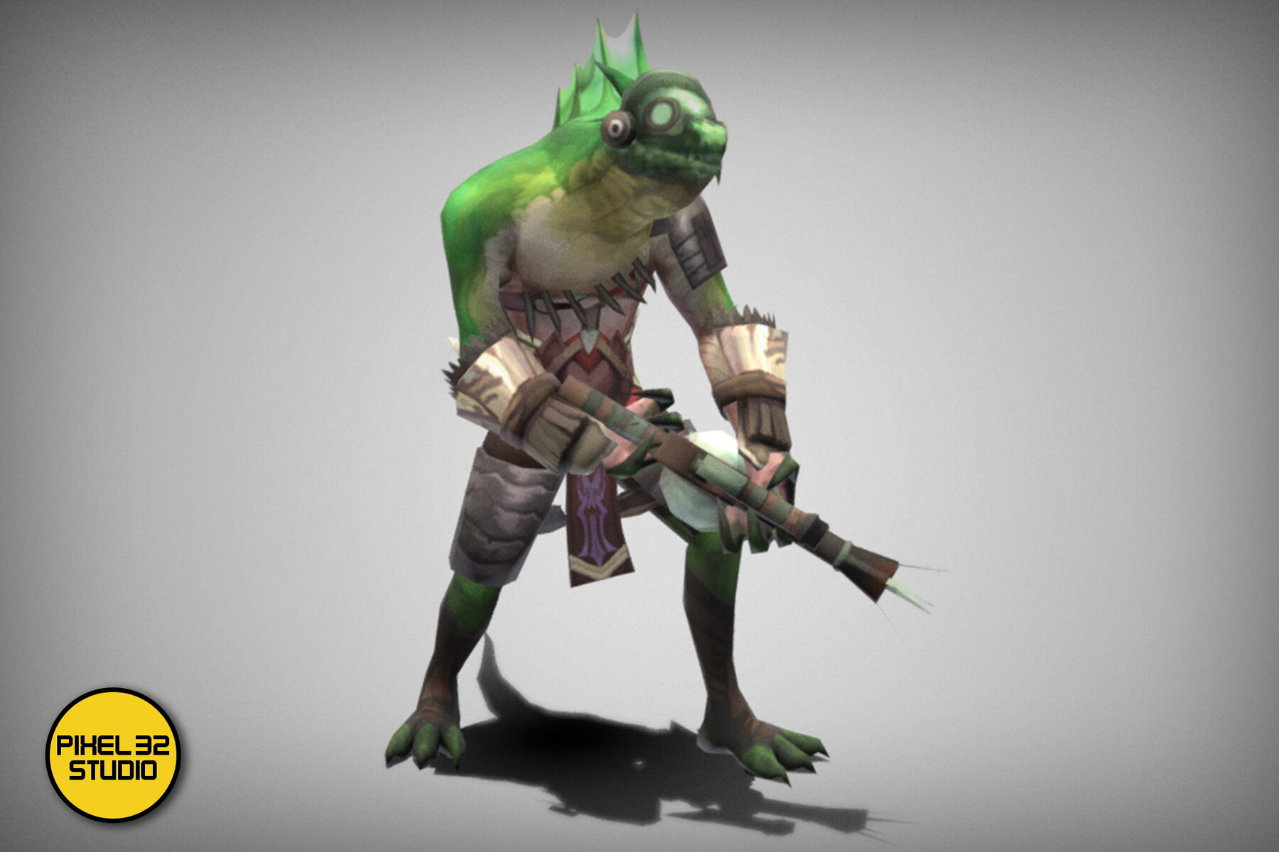 ArtStation - Dungeon Fantasy Monster - Aqua lizard Musketeer | Game Assets