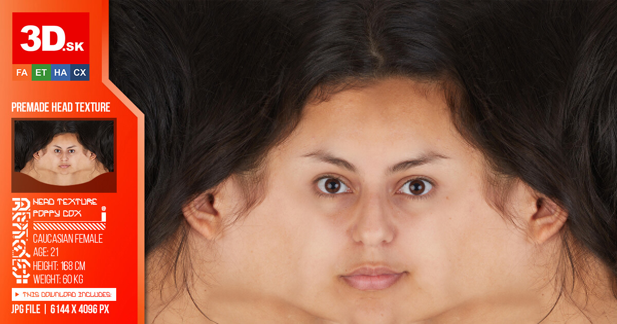 3D.SK - Premade Female Head Texture | Poppy Cox
