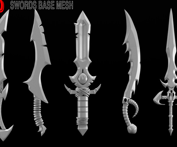 ArtStation - 50 Medieval Sword Basemesh ( Clean Uv And Topology ...