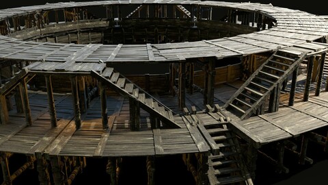 ArtStation - ARENA FIGHT BATTLE WOODEN MEDIEVAL STANDS CONSTRUCTION AAA ...