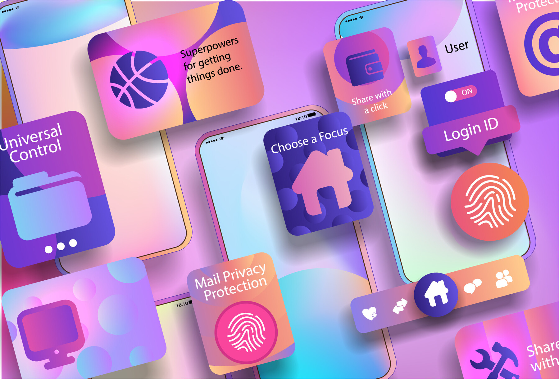 ArtStation - Elements of the mobile web interface on phone screens ...
