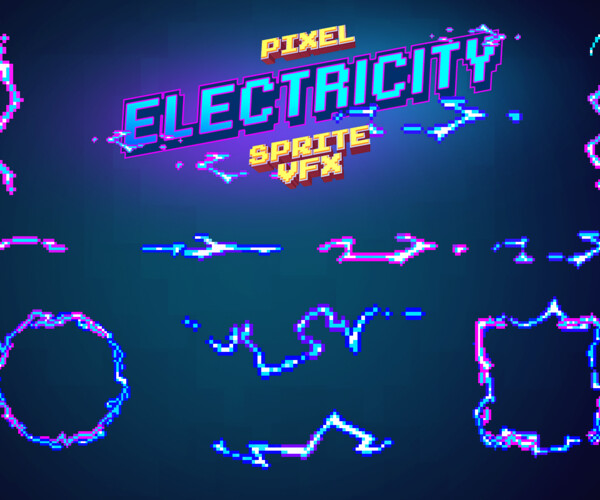 ArtStation - Pixel electricity VFX pack | Game Assets