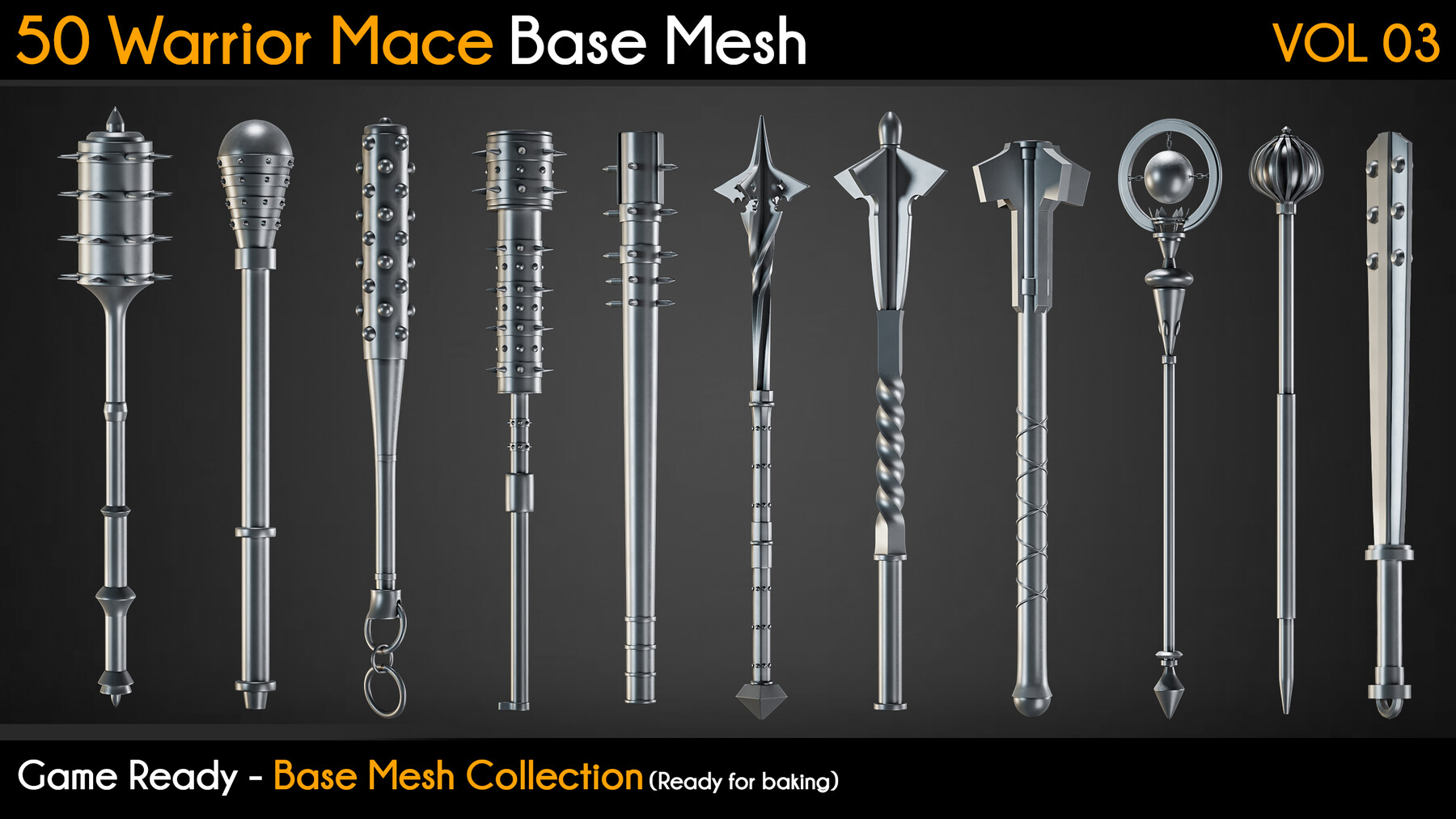 ArtStation - 50 Warrior Mace Base Mesh - VOL 03 ( Game Ready ) | Game ...
