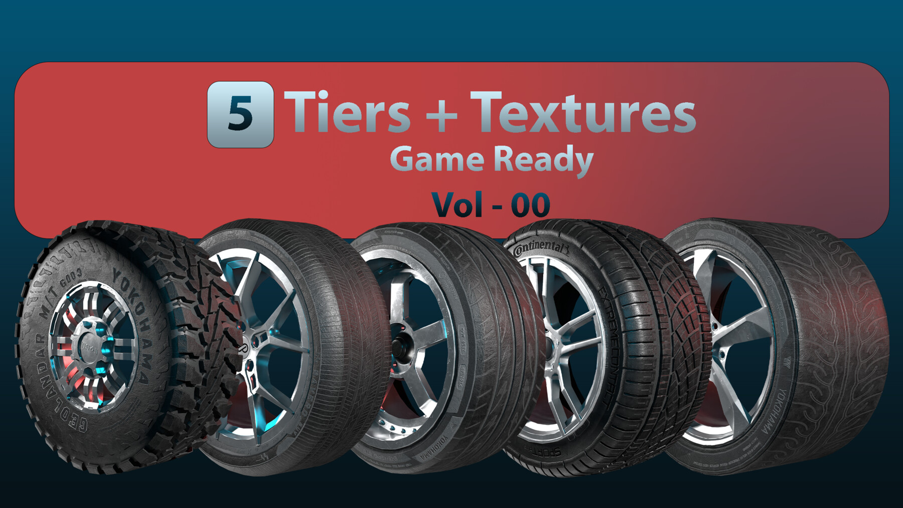 ArtStation - 25 Rims And Tires Low-poly 3D model Vol-00 (Game Ready ...