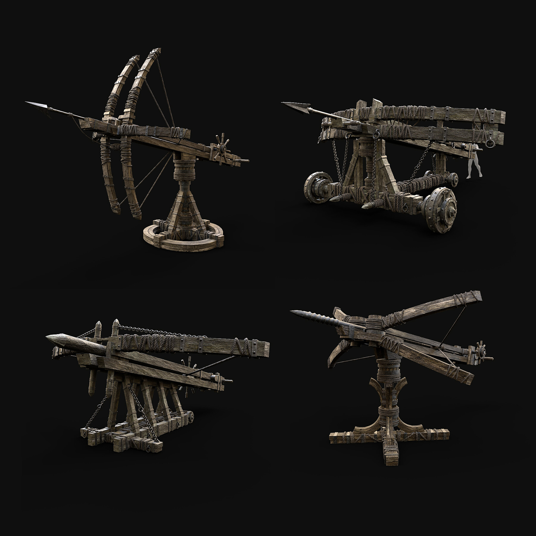 ArtStation - BALLISTA HARPOON LAUNCHER MEDIEVAL SIEGE ENGINE PACK ...