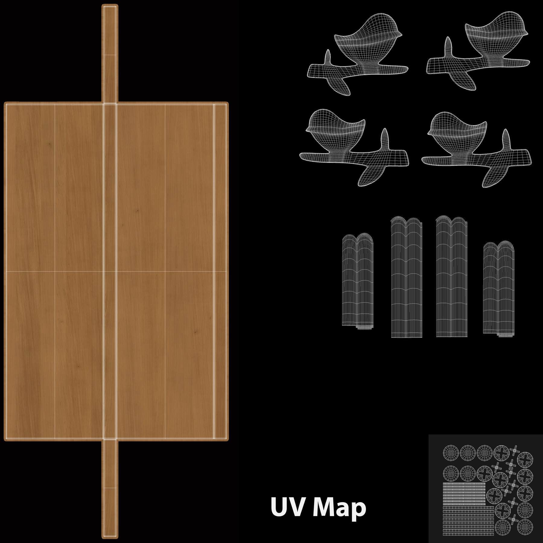 ArtStation - Wooden Wall Shelf with Bird Decoration | Resources