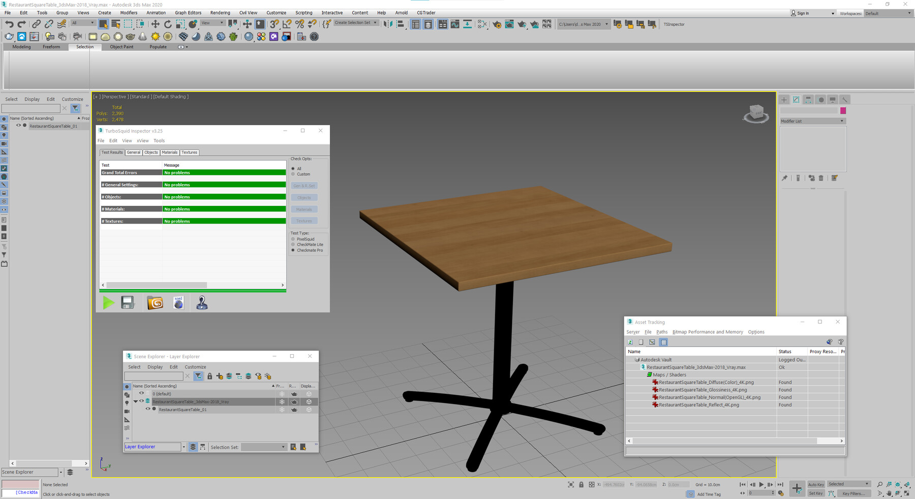 ArtStation - Restaurant Square Table with Metal Base and Wood Top ...
