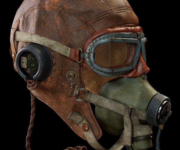 ArtStation - WW2 RAF Fighter pilot helmet prop | Game Assets