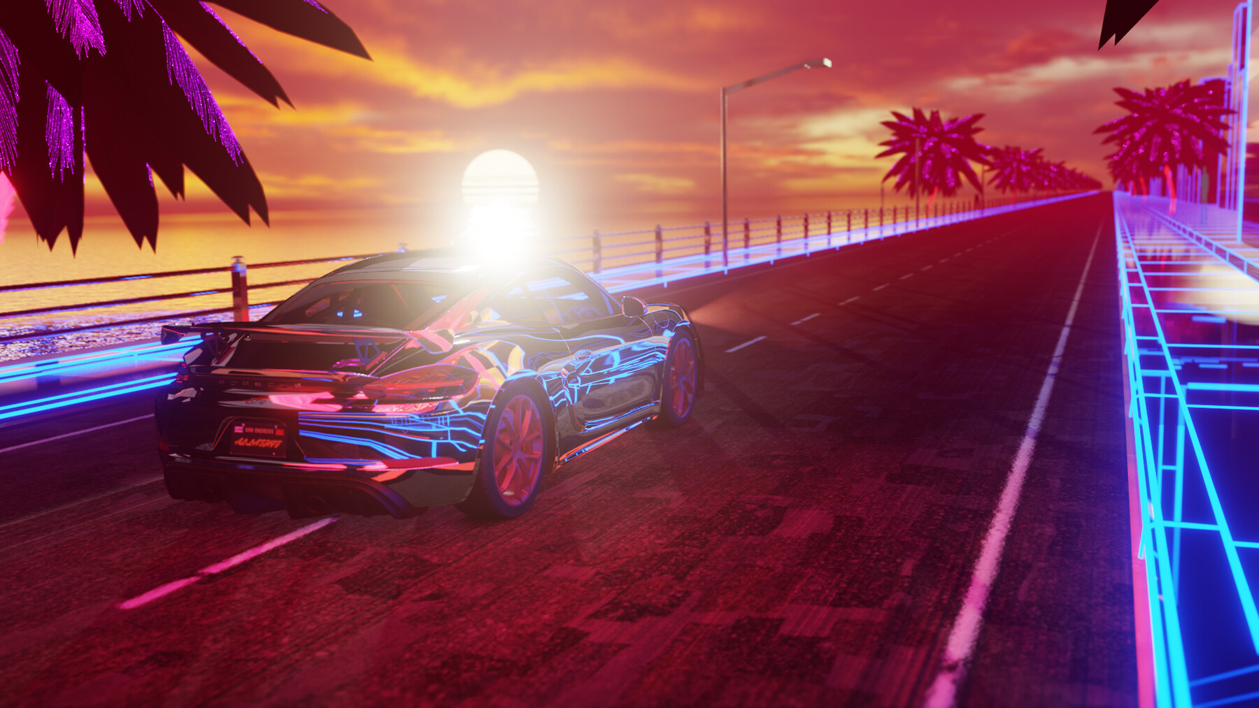 ArtStation - Synthwave Sunset Drive animation Video - 1920 x 1080 - 30 ...