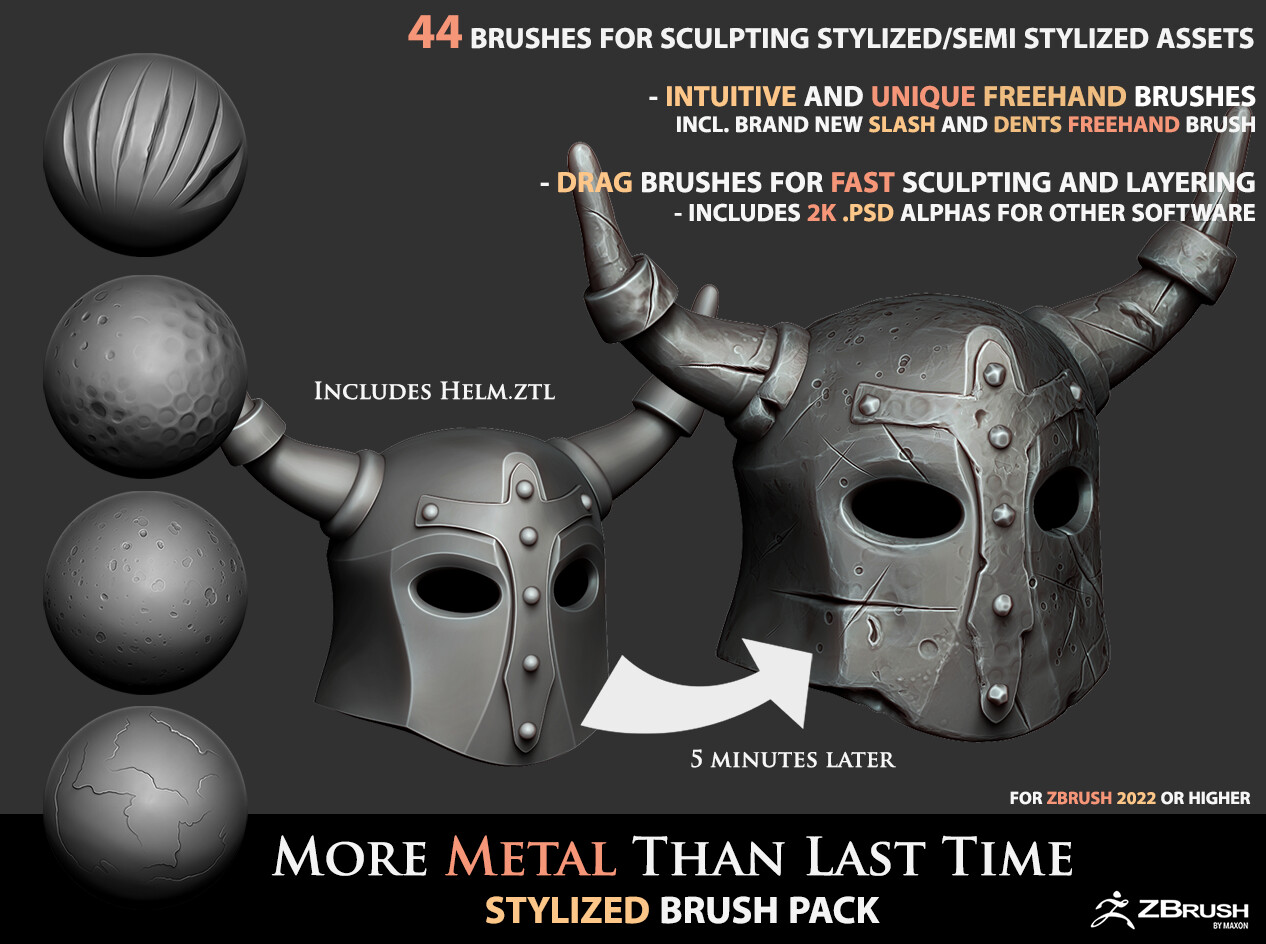 ArtStation - More Metal Than Last Time - Stylized Brush Set | Brushes