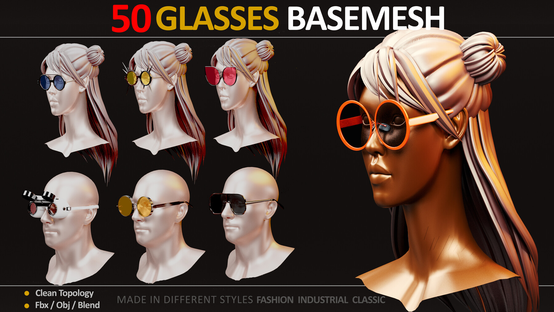 ArtStation - 100+ GLASSES BASEMESH BUNDLE ( 30% OFF ) | Game Assets