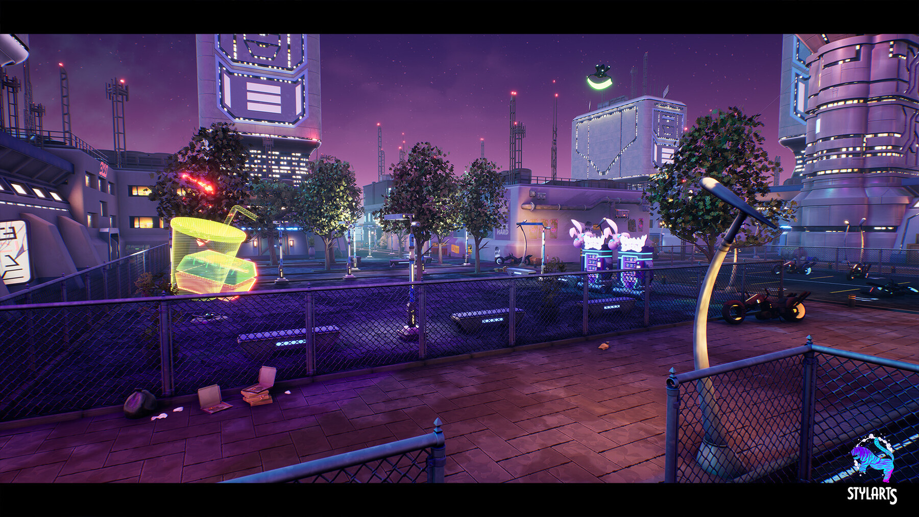 ArtStation - Modular Stylized Cyberpunk Street | Game Assets