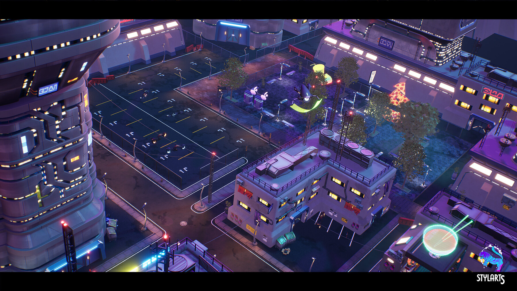 ArtStation - Modular Stylized Cyberpunk Street | Game Assets