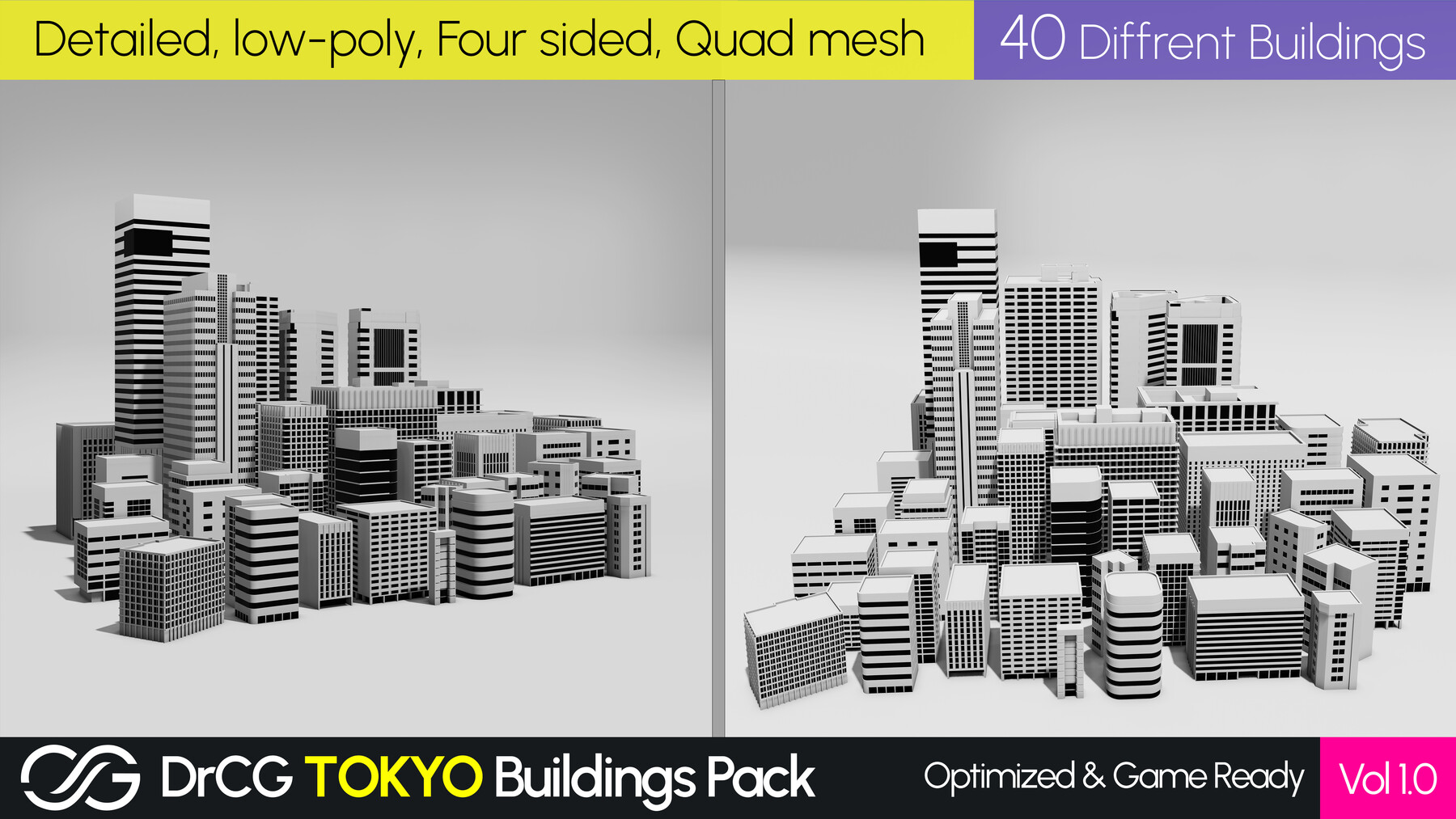 ArtStation - 40 Low Poly Buildings Inspired by Otemachi, Tokyo, Japan ...