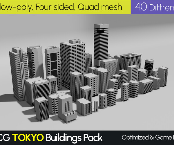 ArtStation - 40 Low Poly Buildings Inspired by Otemachi, Tokyo, Japan ...