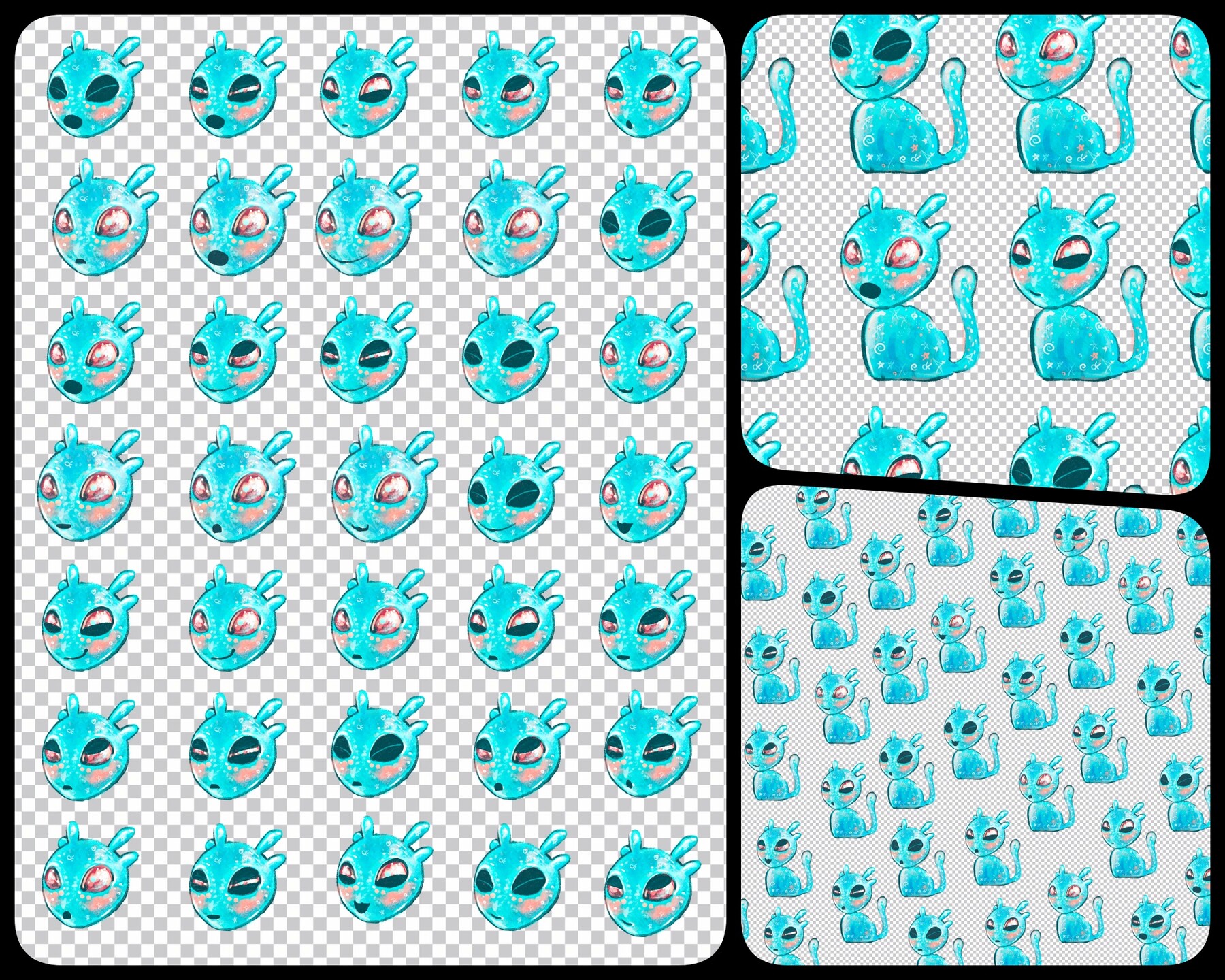 ArtStation - Blue Axolotl the cute expressive alien set for animation ...