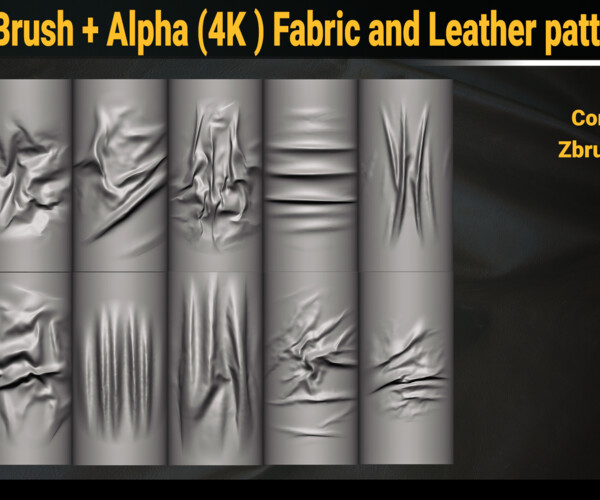 ArtStation - 56 ZBrush Brush + Alpha (4K ) ,Compression Folds , Fabric ...