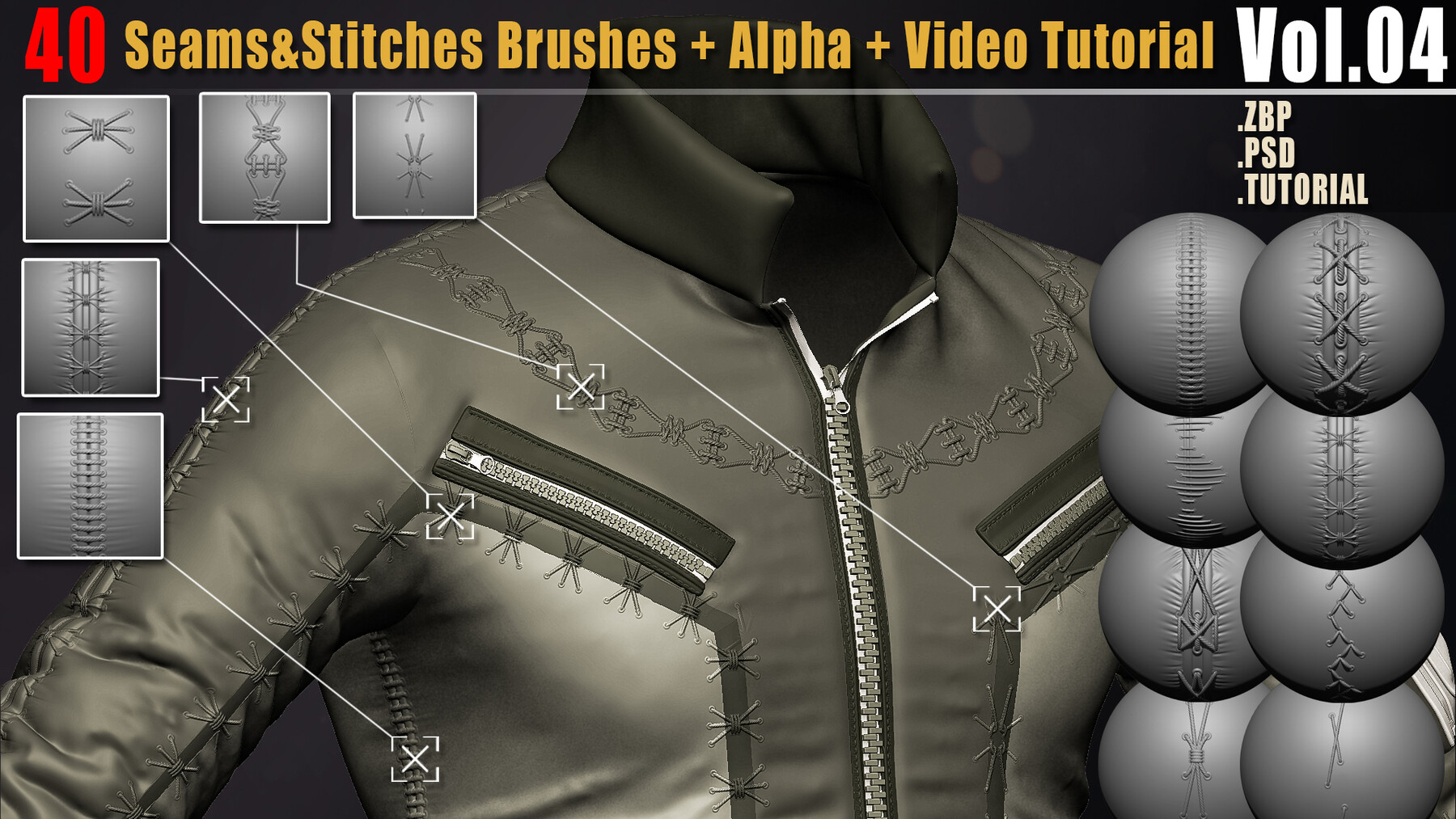 ArtStation - 200 Seams And Stitches Brushes + Alpha + Video Tutorial ...