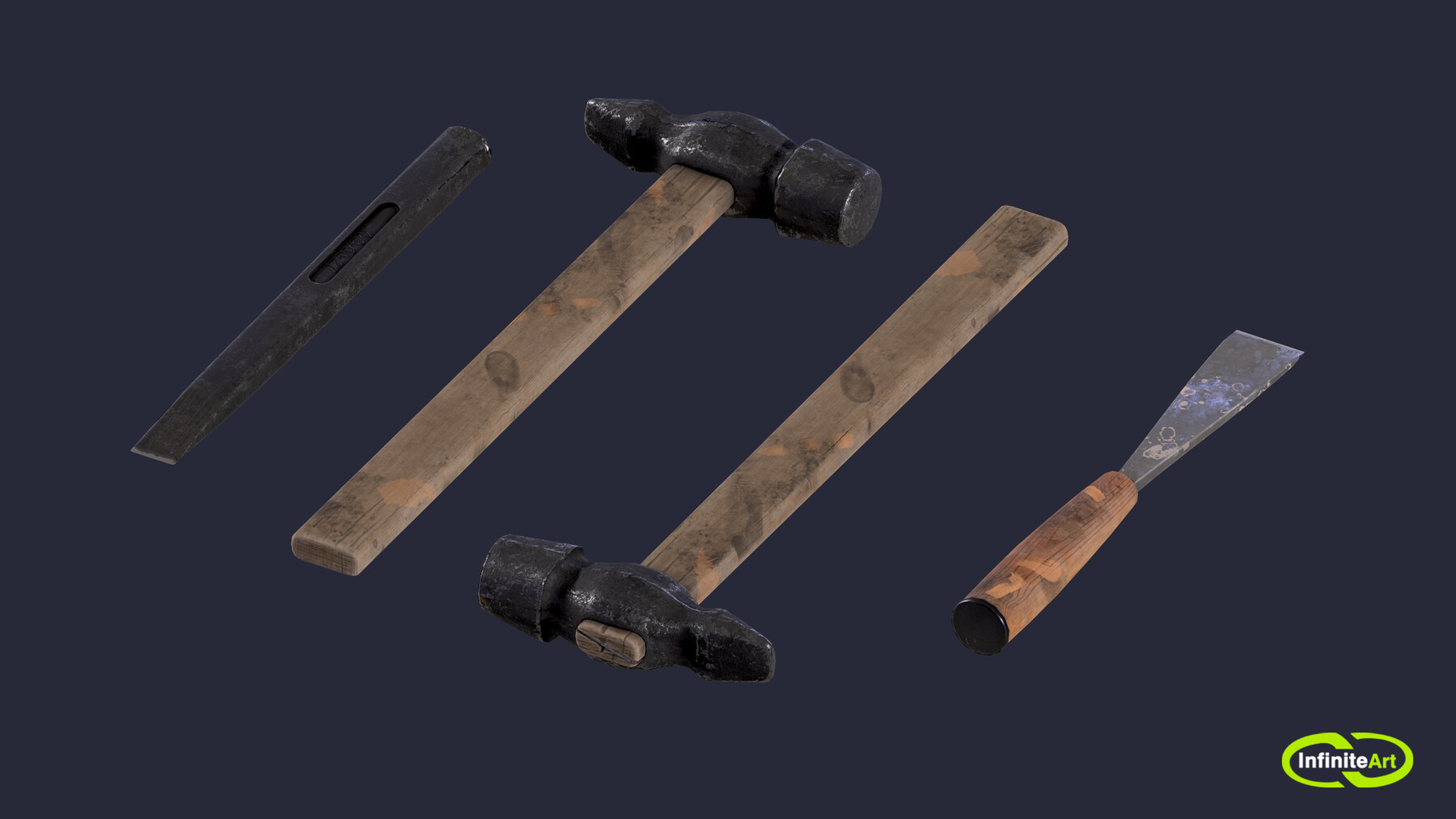 ArtStation - Hand Tools Hammer Chisel Spatula | Game Assets