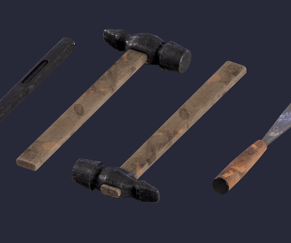 ArtStation - Hand Tools Hammer Chisel Spatula | Game Assets